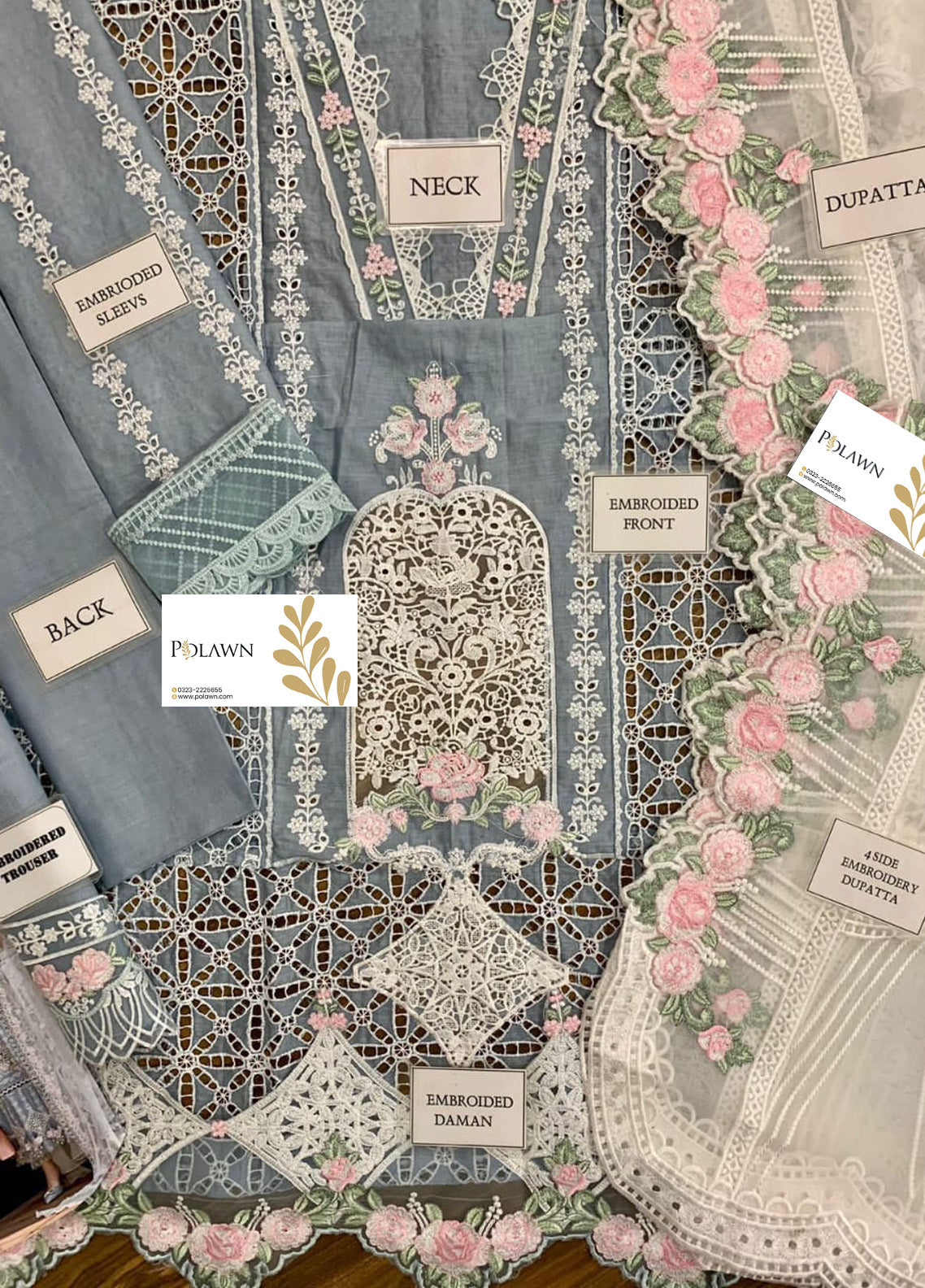 Embroidered Lawn 3 Piece Unstitched Suit MBL-EL-23-10 Summer Collectio ...